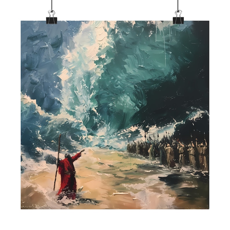 Moses Parting the Red Sea Poster Made in USA Exodus Crossing Red Sea ...