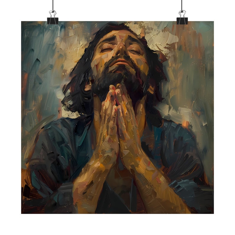 Jesus in Prayer Poster Made in USA Biblical Art Poster Gospel Jesus ...