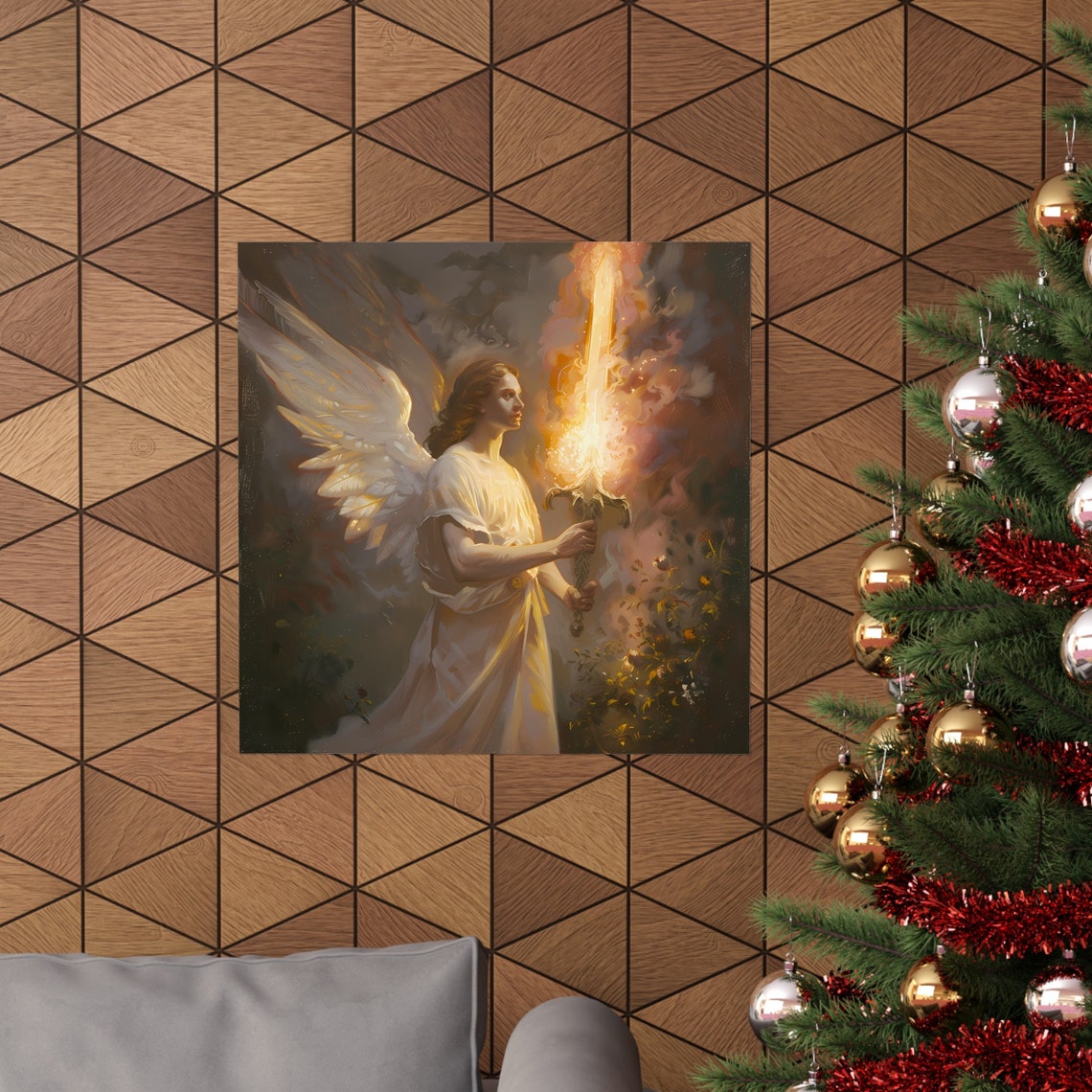 Flaming Sword Angel Guarding Eden Poster Biblical Art Poster Awesome ...