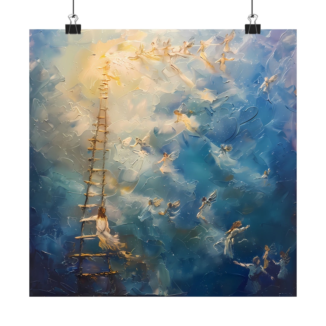 Jacob's Ladder Art Poster: Biblical Heaven and Earth Vision - Etsy