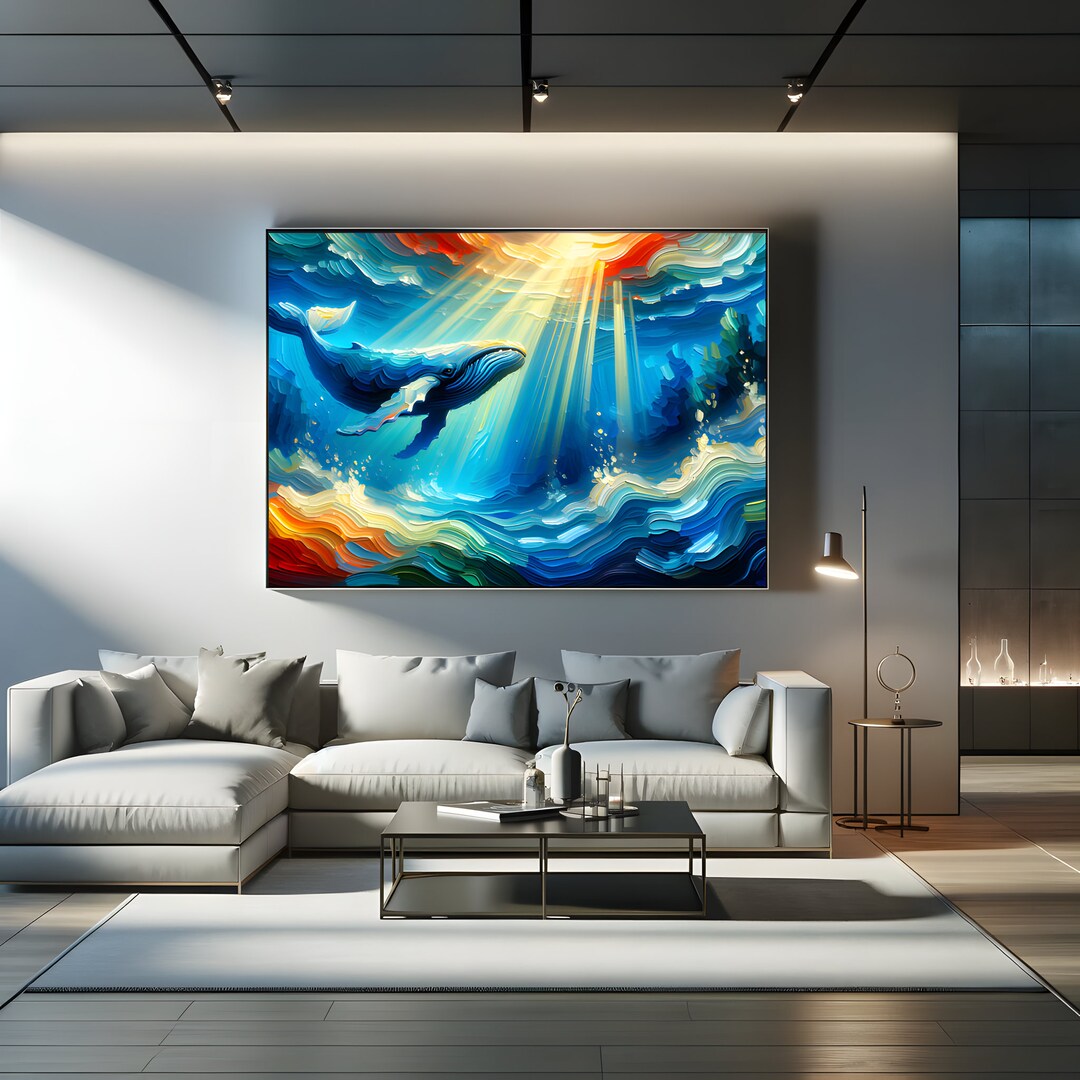 Whale, Abstract Acrylic Painting, Wall Art, Home Decor, Digital ...