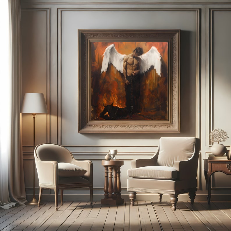 Angel Binding Satan Canvas Print: Book of Revelation Art - Etsy