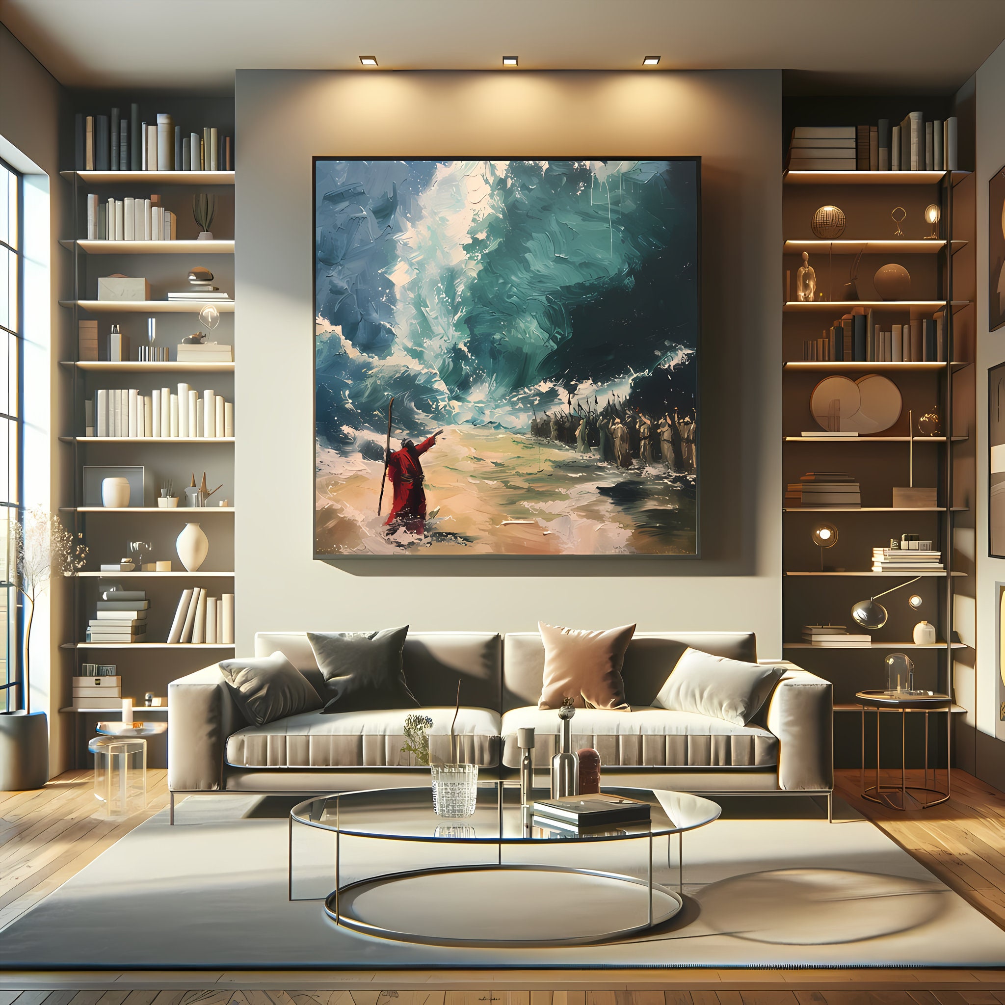 Moses Parting the Red Sea Painting Printable Artwork Bible Story Art ...