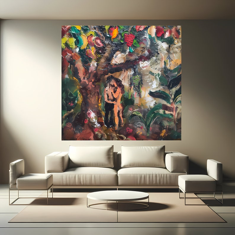 Adam and Eve Tree of Life Canvas Print: Vintage Genesis Bible Art - Etsy