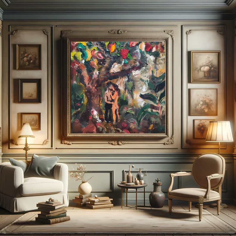Adam and Eve Tree of Life Canvas Print: Vintage Genesis Bible Art - Etsy