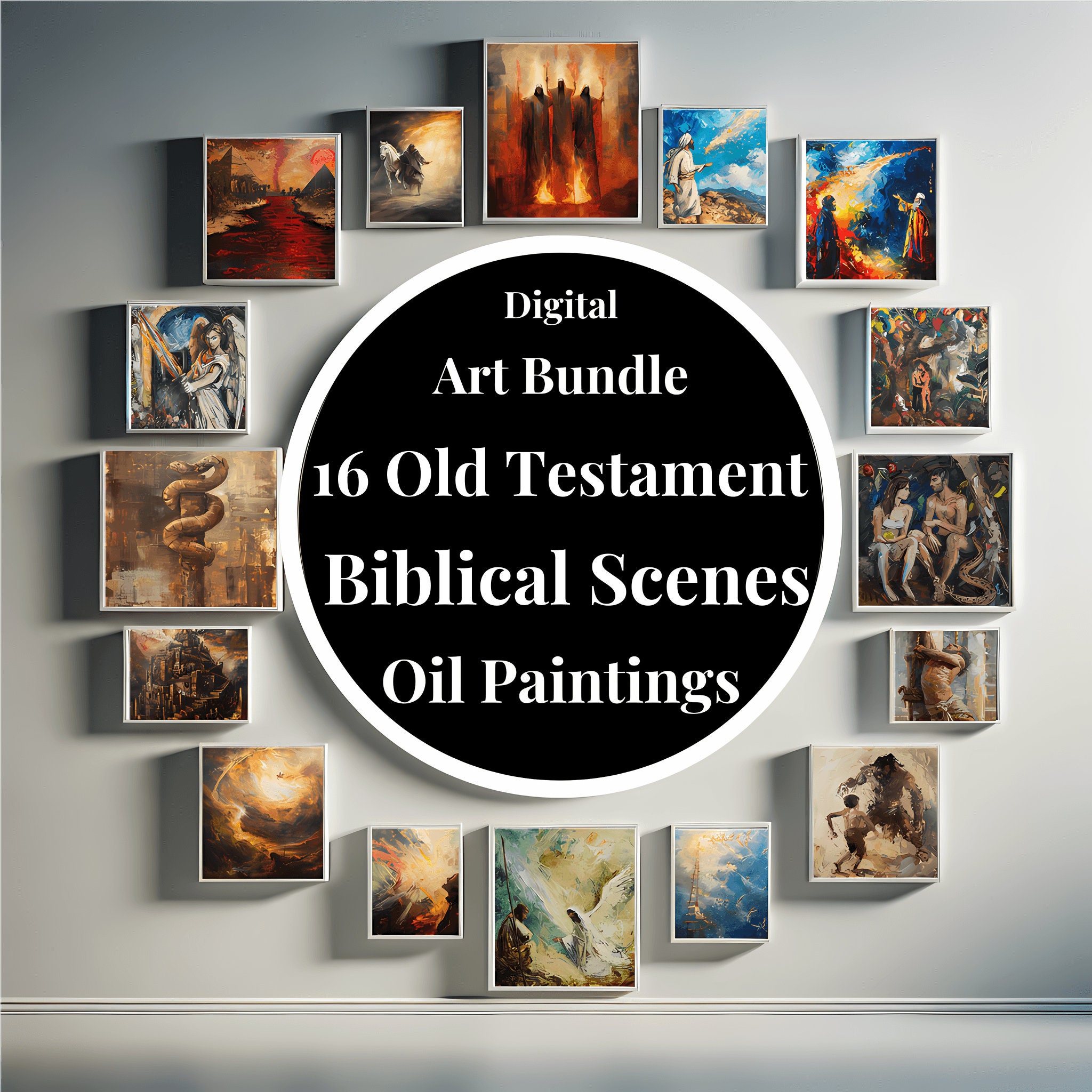 Old Testament Bible Art Oil Paintings Bundle Art Bible Home Decor ...