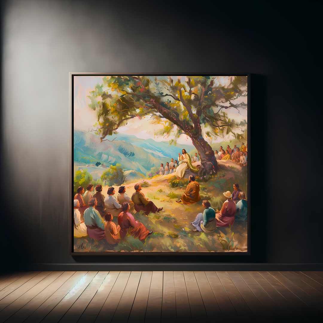 Jesus Sermon on the Mount Painting: Vintage Christian Wall Art (digital Download) - Etsy