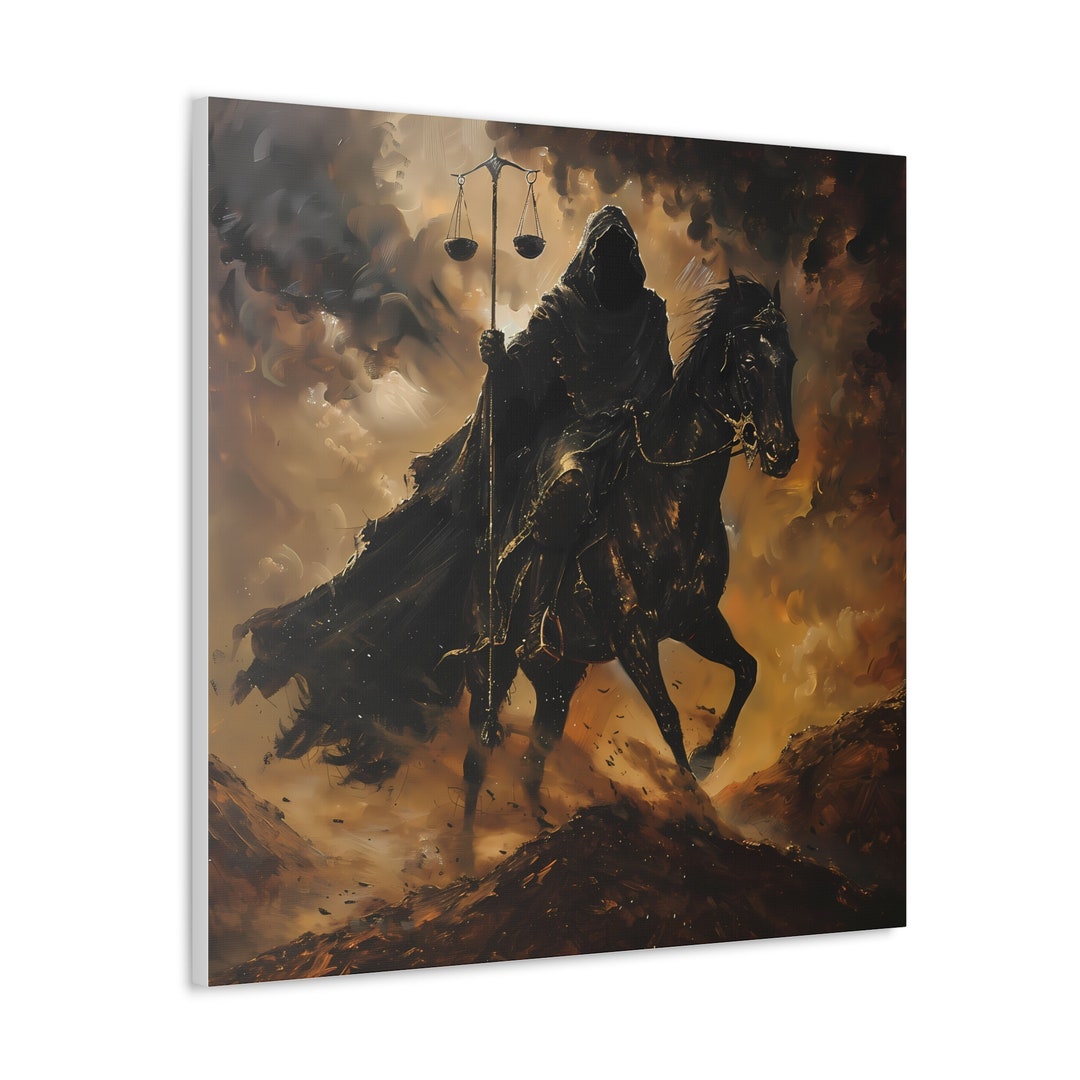Black Horseman of the Apocalypse Canvas Print: Bible Art - Etsy