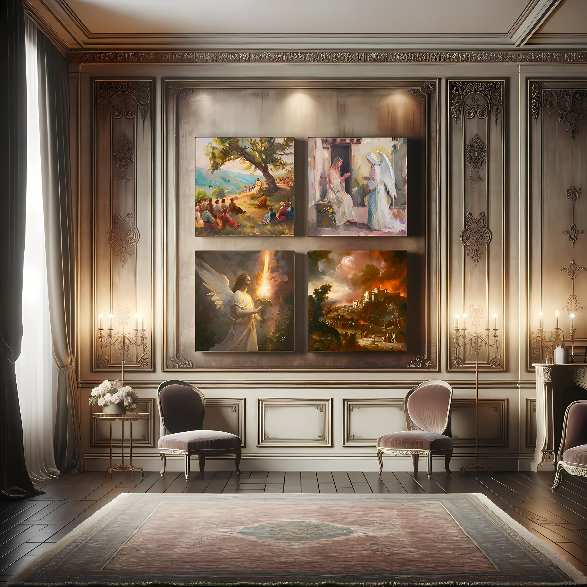 Biblical Oil Painting Art Bundle: 16 Christian Home Decor Prints ...