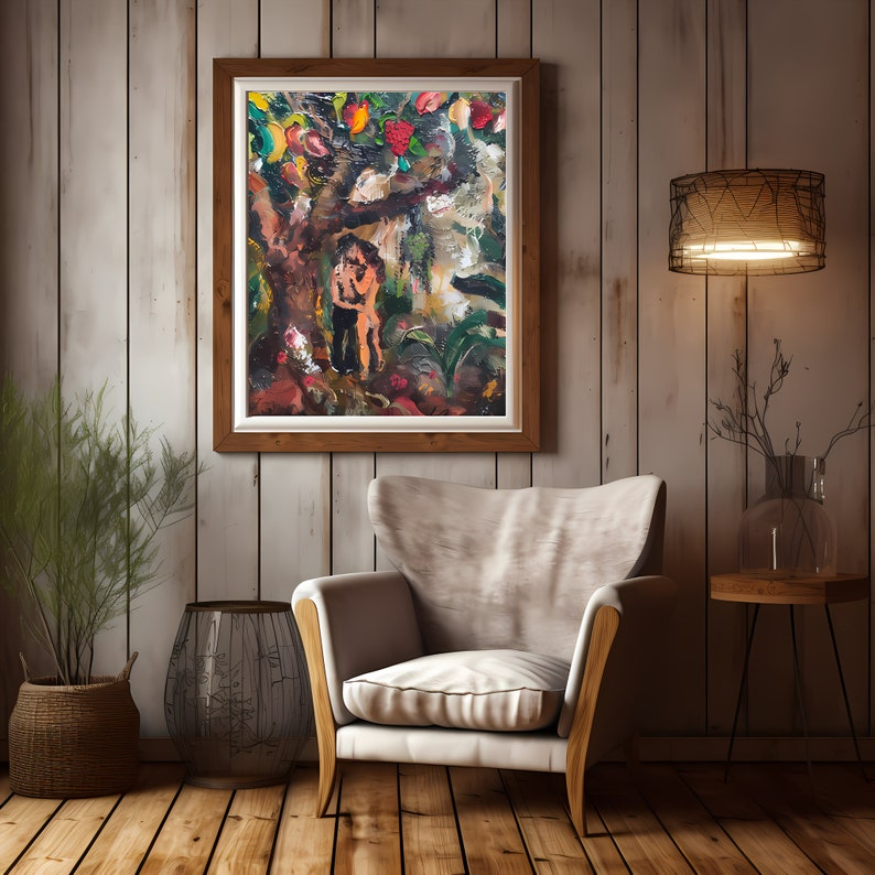 Adam and Eve Tree of Life Painting: Garden of Eden Art (digital ...