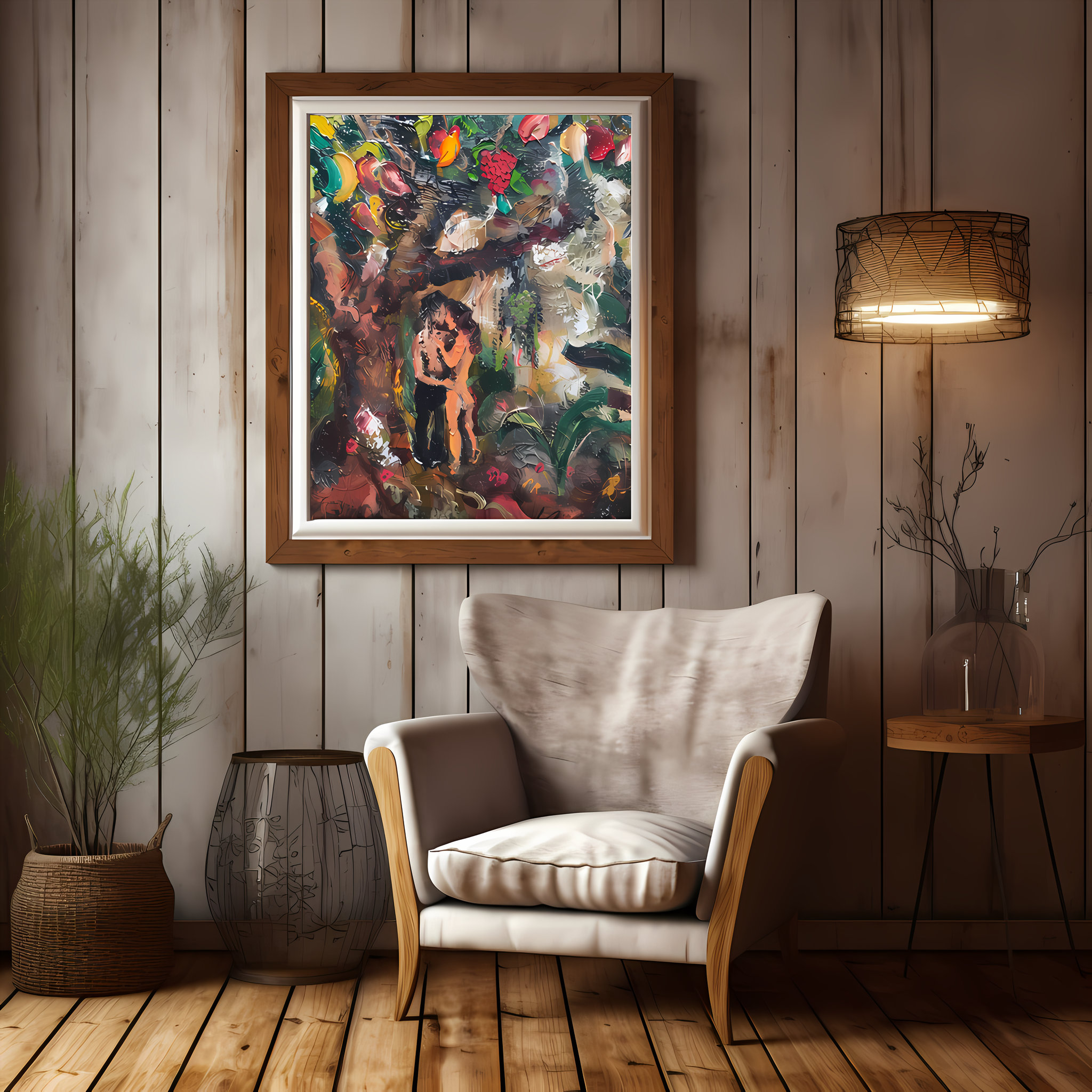 Adam and Eve Tree of Life Painting: Garden of Eden Art (digital ...
