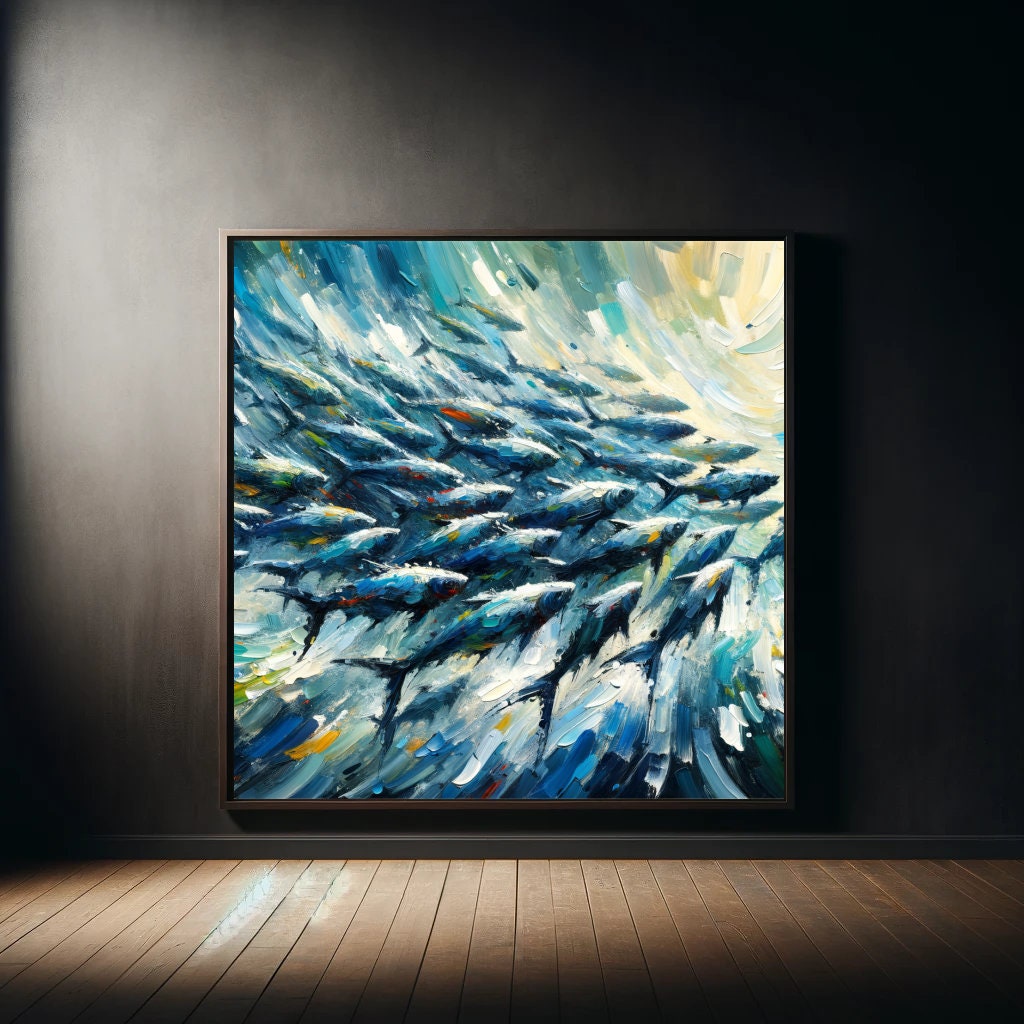 School of Fish Printable Painting Digital Download Fish Art Abstract ...
