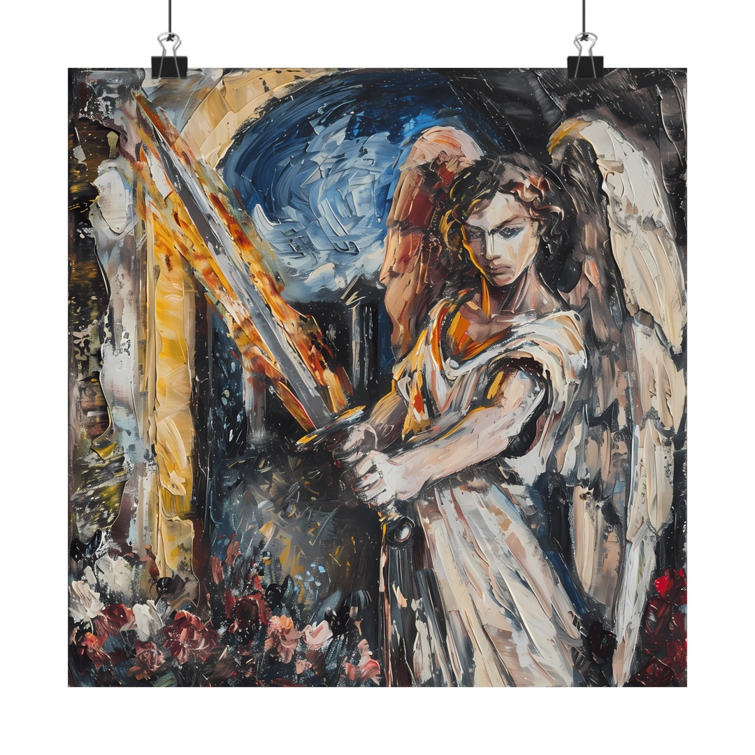 Flaming Sword Angel Guarding Eden Poster Made in USA Biblical Art ...