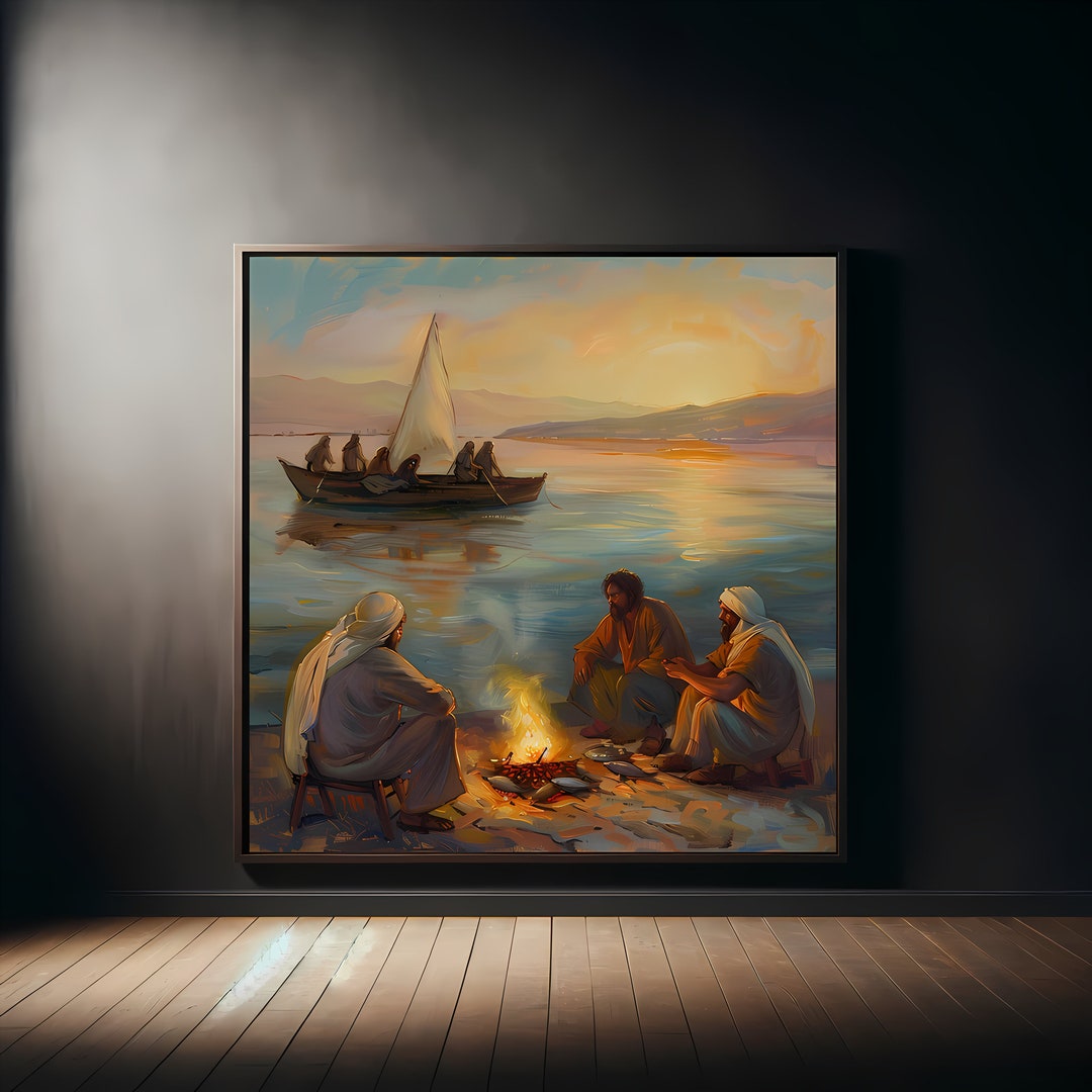Jesus Oil Painting Jesus Breakfast With Peter Biblical Art Christian ...