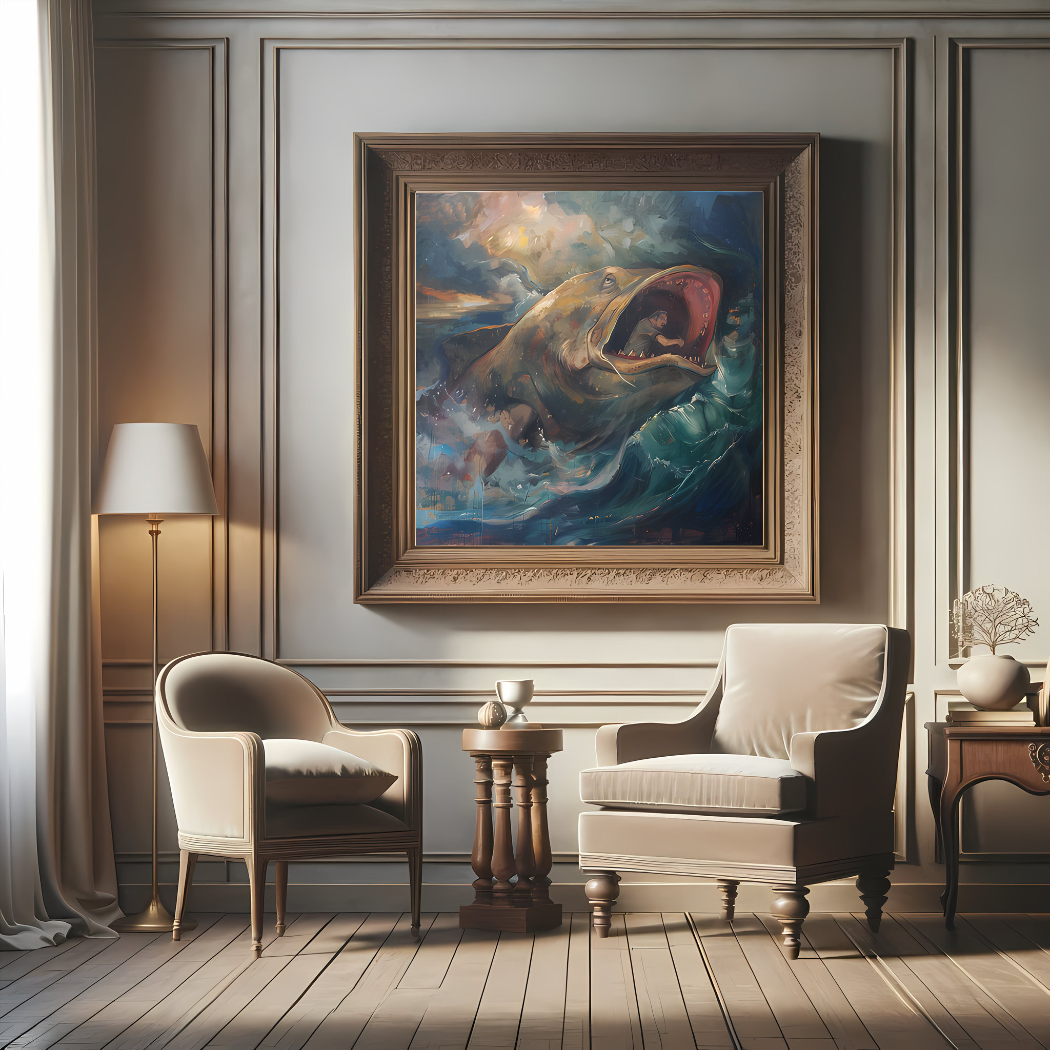 Jonah and the Whale Canvas Print: Vintage Biblical Art - Etsy