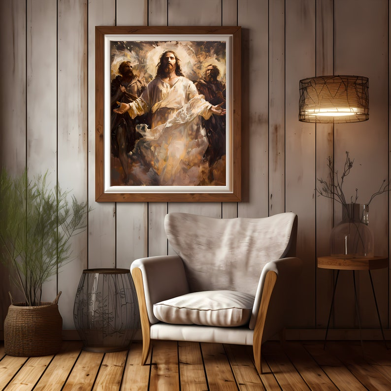 Transfiguration Scene Jesus Moses Elijah Oil Painting Digital Print Religious Art Digital ...