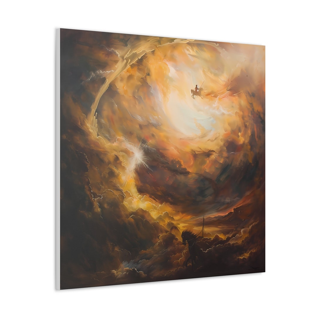 Elijah Ascension Painting Printed on Canvas Spiritual Decor Bible Art ...
