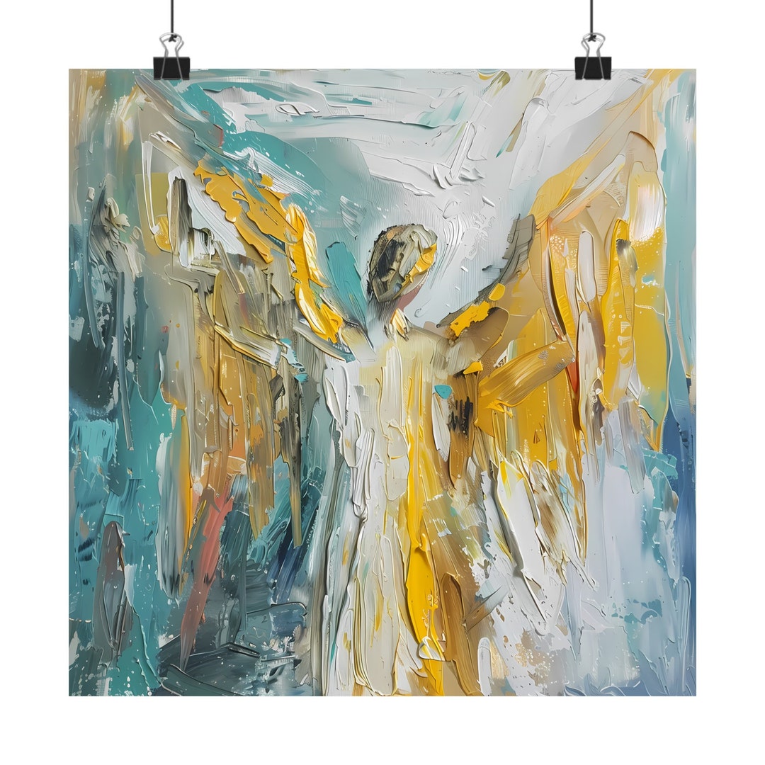 Pastel Angel Art Poster: Vintage Biblical Oil Painting - Etsy