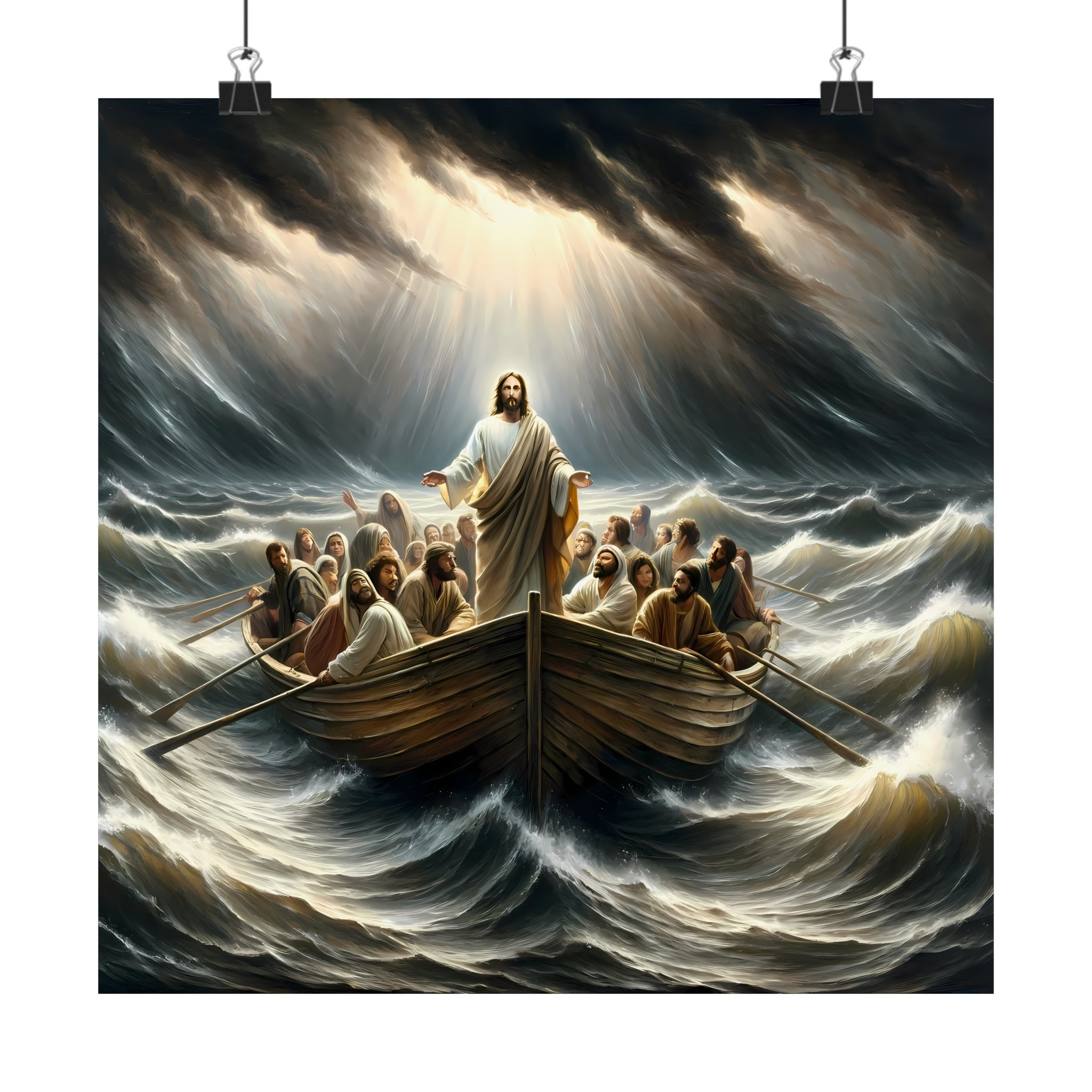 Jesus Calming the Storm at the Sea of Galilee Poster Made in USA ...