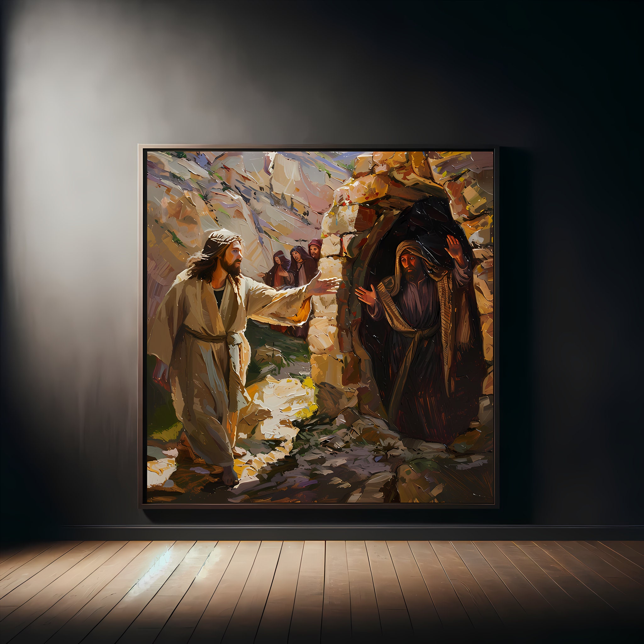 Jesus Resurrects Lazarus Oil Painting: Biblical Art Print (digital ...
