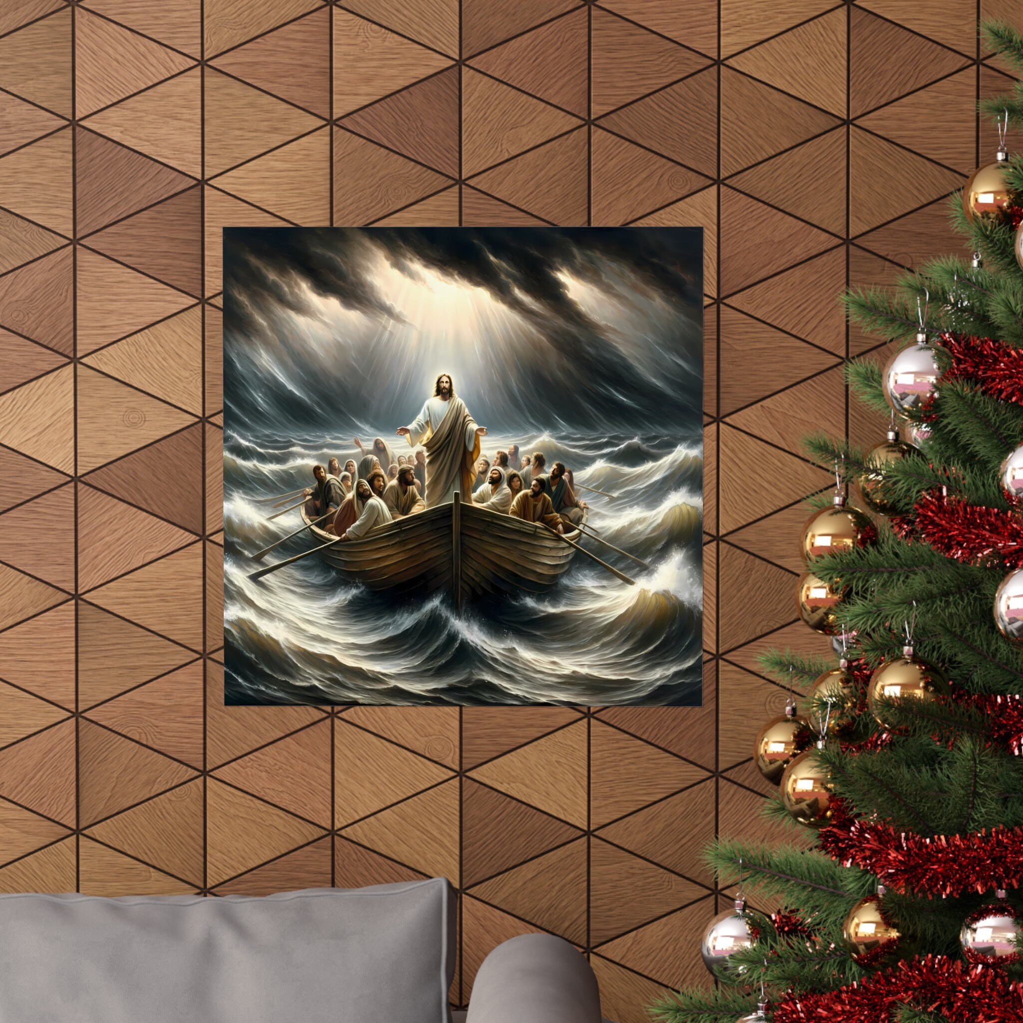 Jesus Calming Storm Poster: Sea of Galilee Religious Art - Etsy