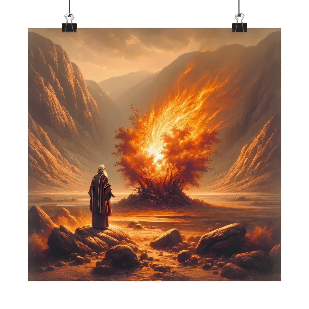 Moses and the Burning Bush Poster: Vintage Exodus Bible Art - Etsy