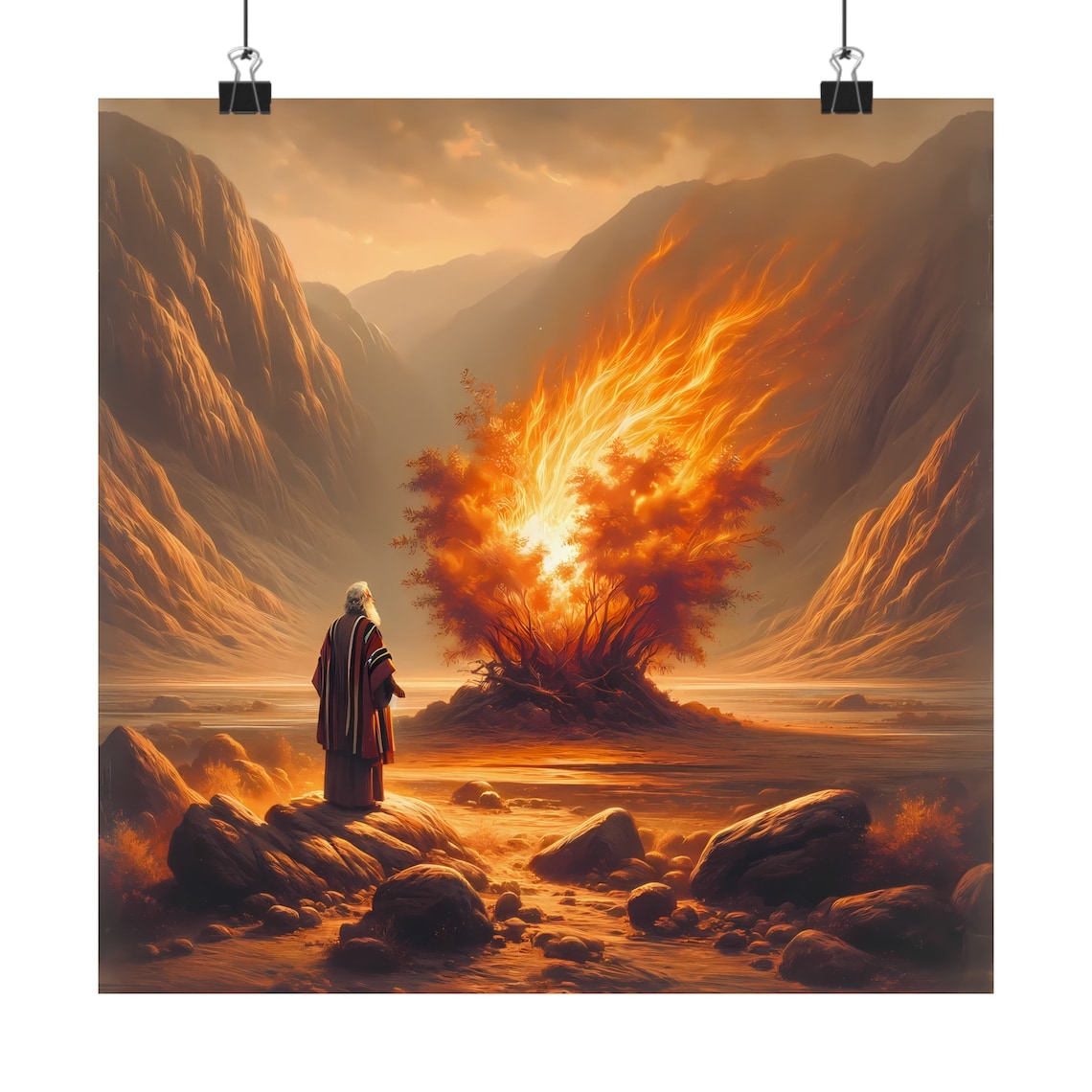 Moses and the Burning Bush Poster Made in USA Exodus Flaming Bush ...