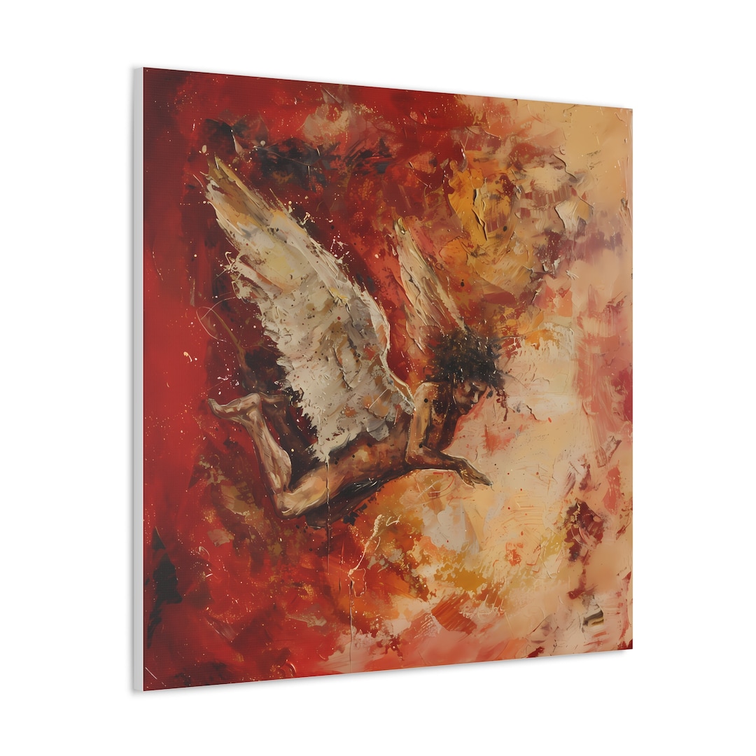 Lucifer Falling From Heaven Painting Printed on Canvas Dark Aesthetic ...