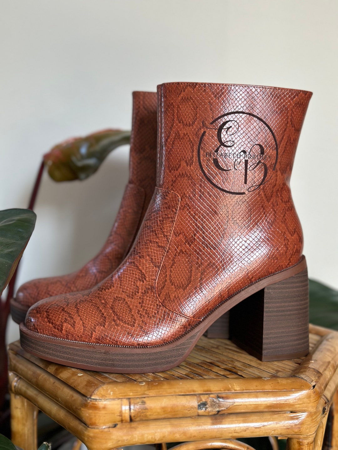 Monogrammed Boots Vegan Leather Custom Personalized Laser Engraved Name ...