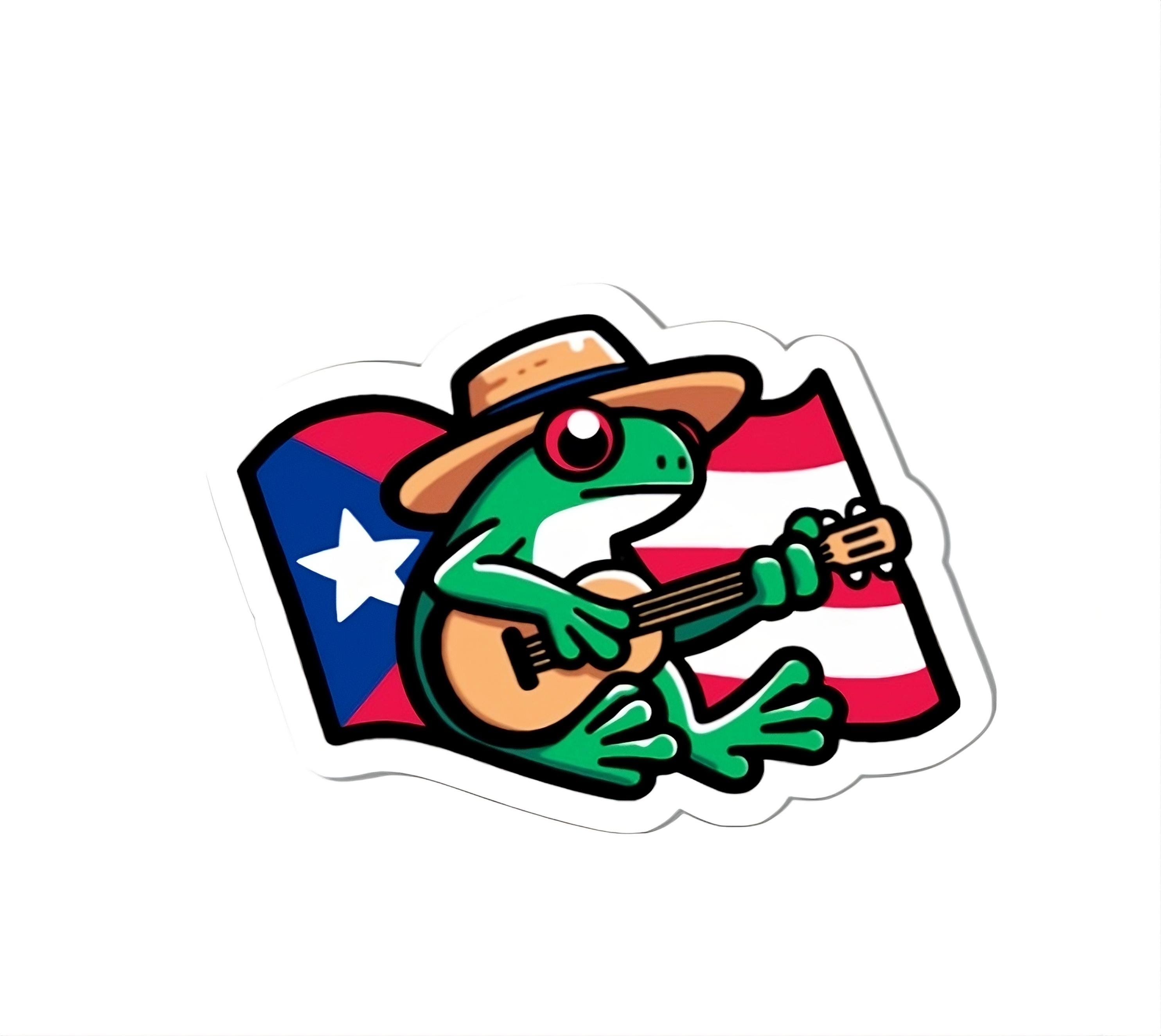 Jibaro Coqui (2-pack) Puertorican Bumper Sticker Frog Guitar Sticker ...