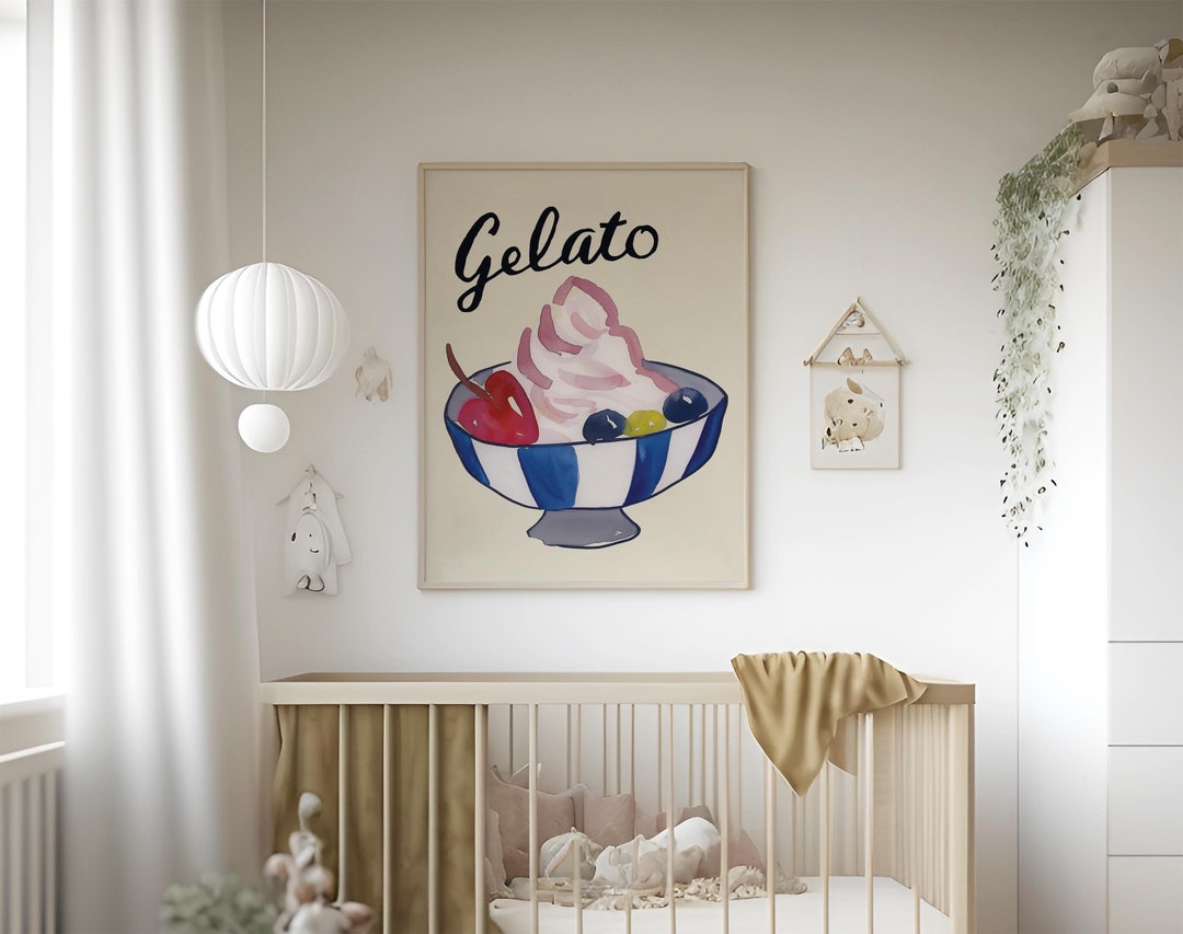 Gelato Watercolor Nursery Art Print: Italian Ice Cream (digital ...