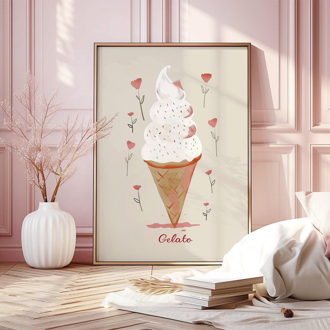 Gelato Watercolor Nursery Art Print: Italian Ice Cream (digital ...