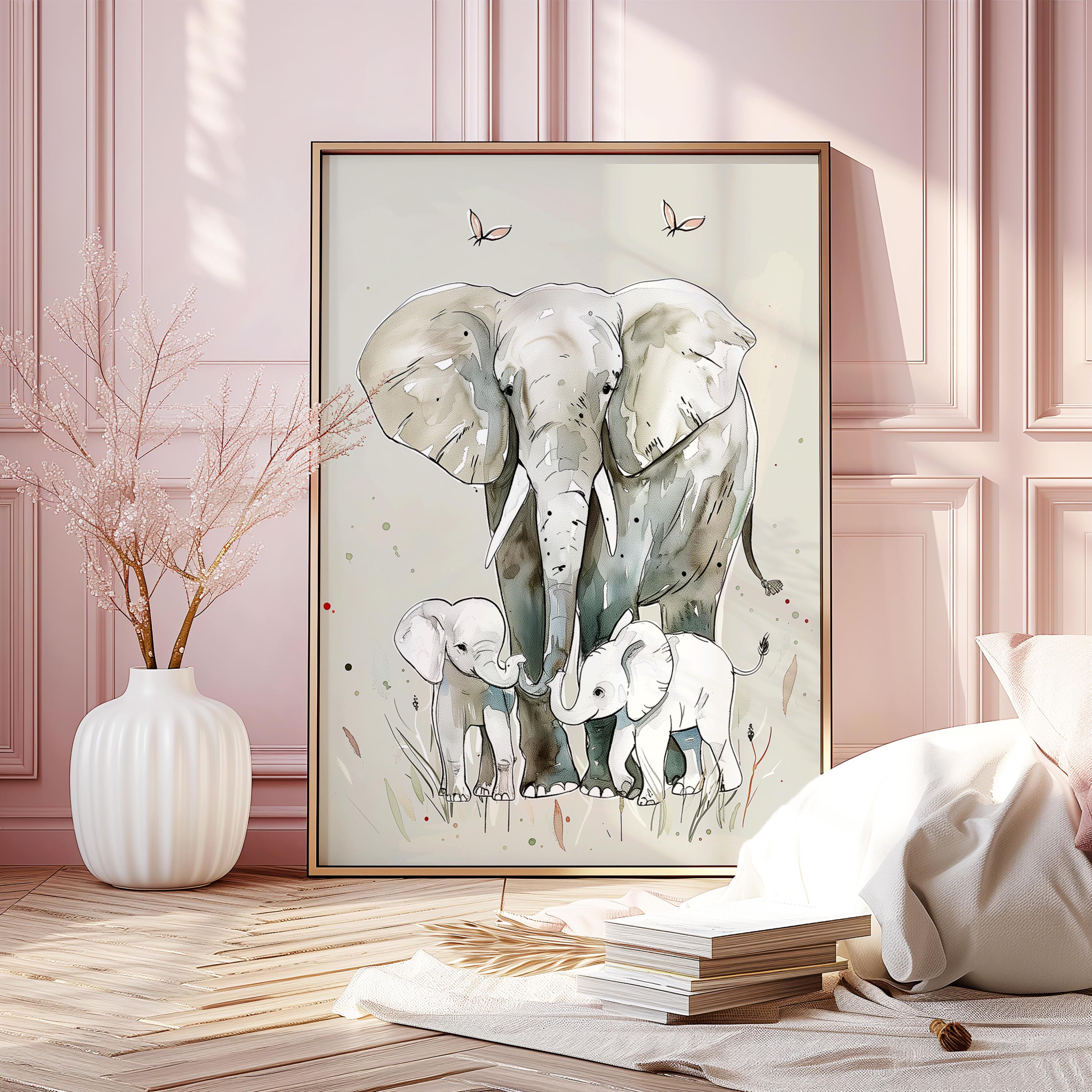 Mother Elephant Watercolor Nursery Art Print (digital Download) - Etsy