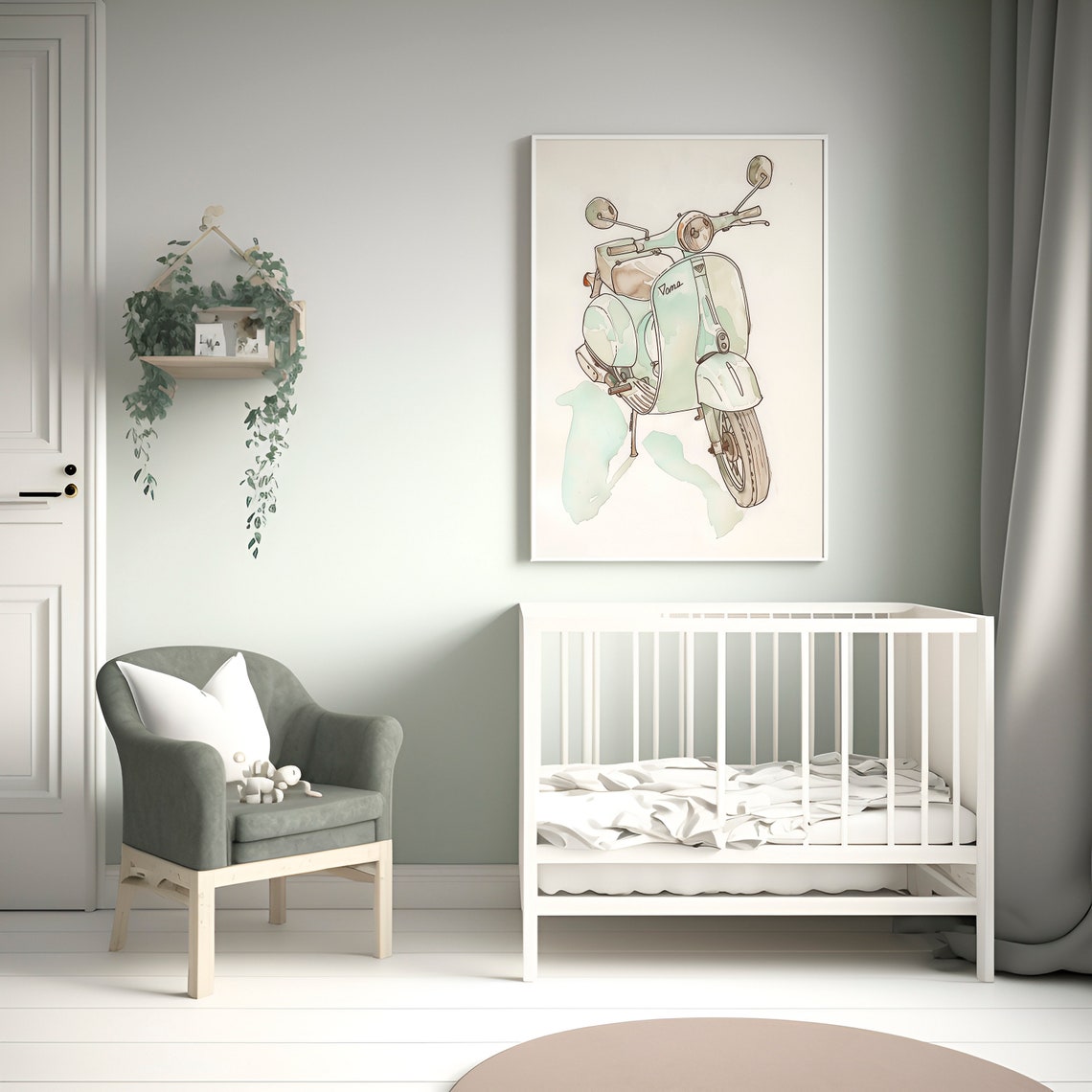 Vespa PRINTABLE Nursery Art, Nursery Decor, Neutral Nursery, Nursery ...