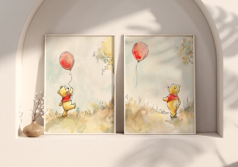 Winnie-the-pooh Duo Nursery Art, Nursery Decor, Neutral Nursery ...