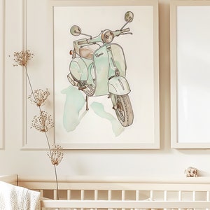 Vespa PRINTABLE Nursery Art, Nursery Decor, Neutral Nursery, Nursery ...