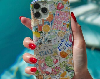 Italian Amalfi Coast Collage Phone Case Mediterranean Scenic Art Unique ...