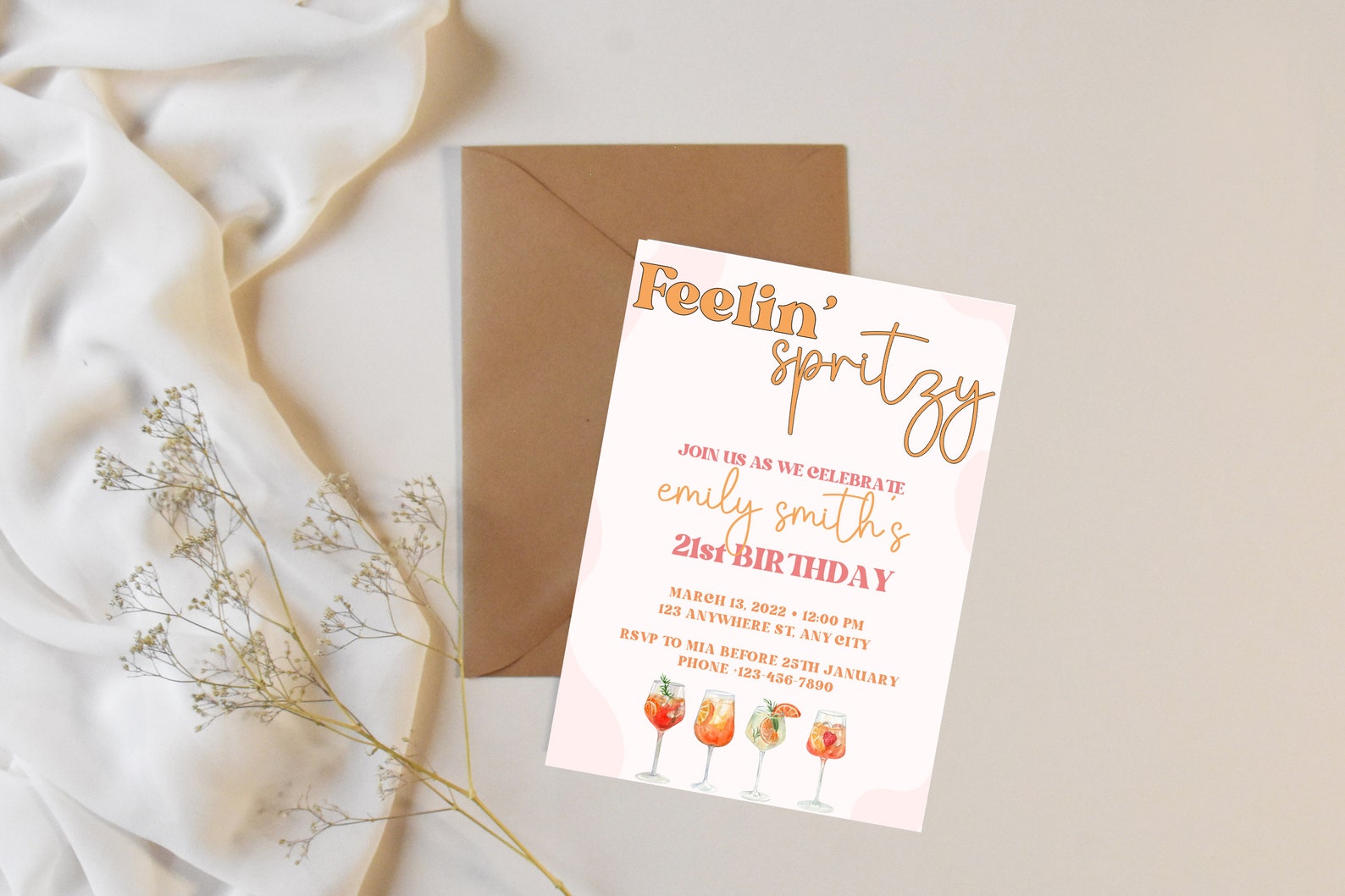 Aperol Spritz Themed Invitation Digital File | Editable Party ...