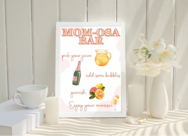 Mom-osa Bar Sign Digital File | Baby Shower & Bridal Shower Mimosa Bar ...