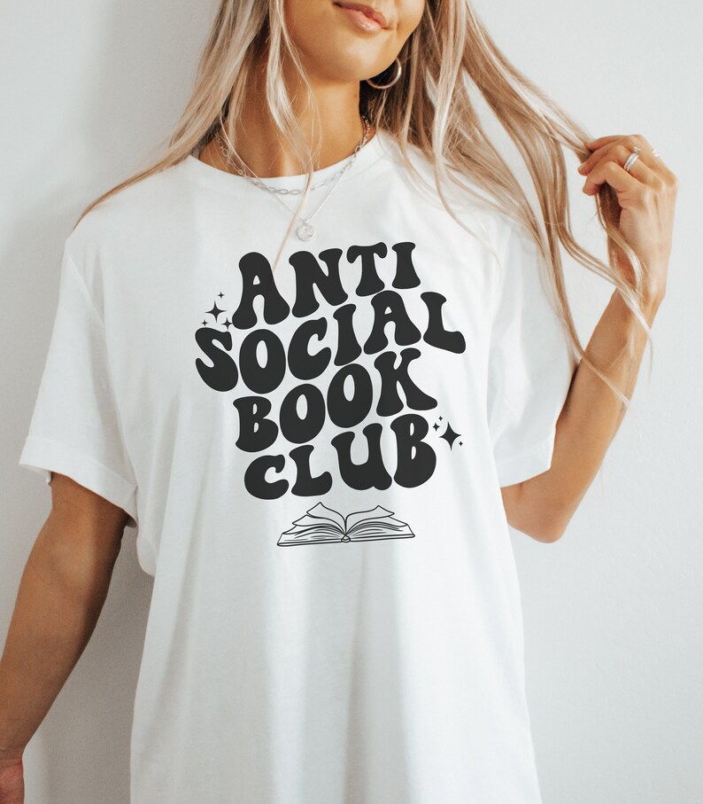 Antisocial Book Club Shirt Introvert Book Lover's Tee Unique Literary ...