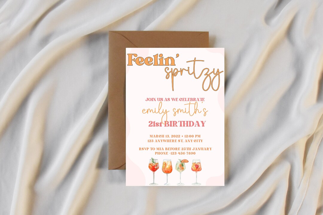 Aperol Spritz Themed Invitation Digital File | Editable Party ...