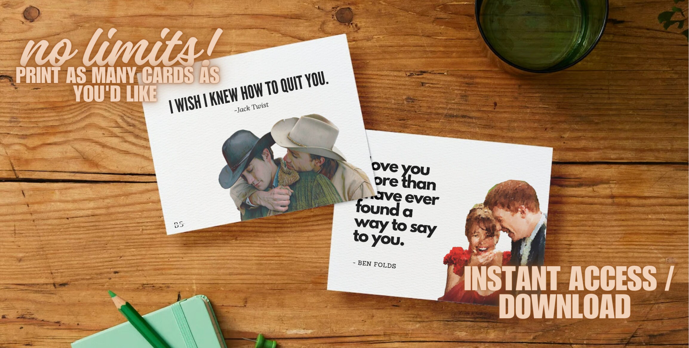 The Notebook Movie Quote Cards Instant Download, Printable Cards ...