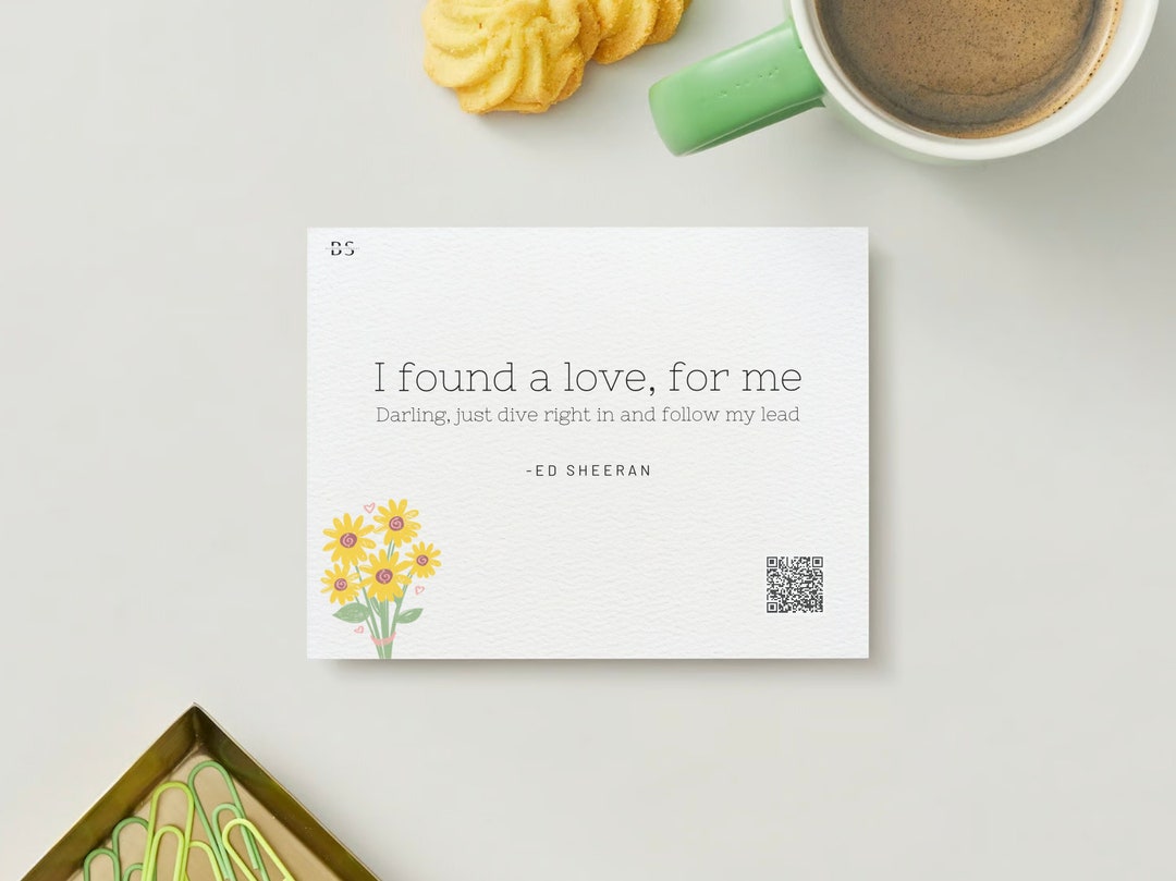 Printable Card, Ed Sheeran, Instant Download, Song Card, Music Lover's ...