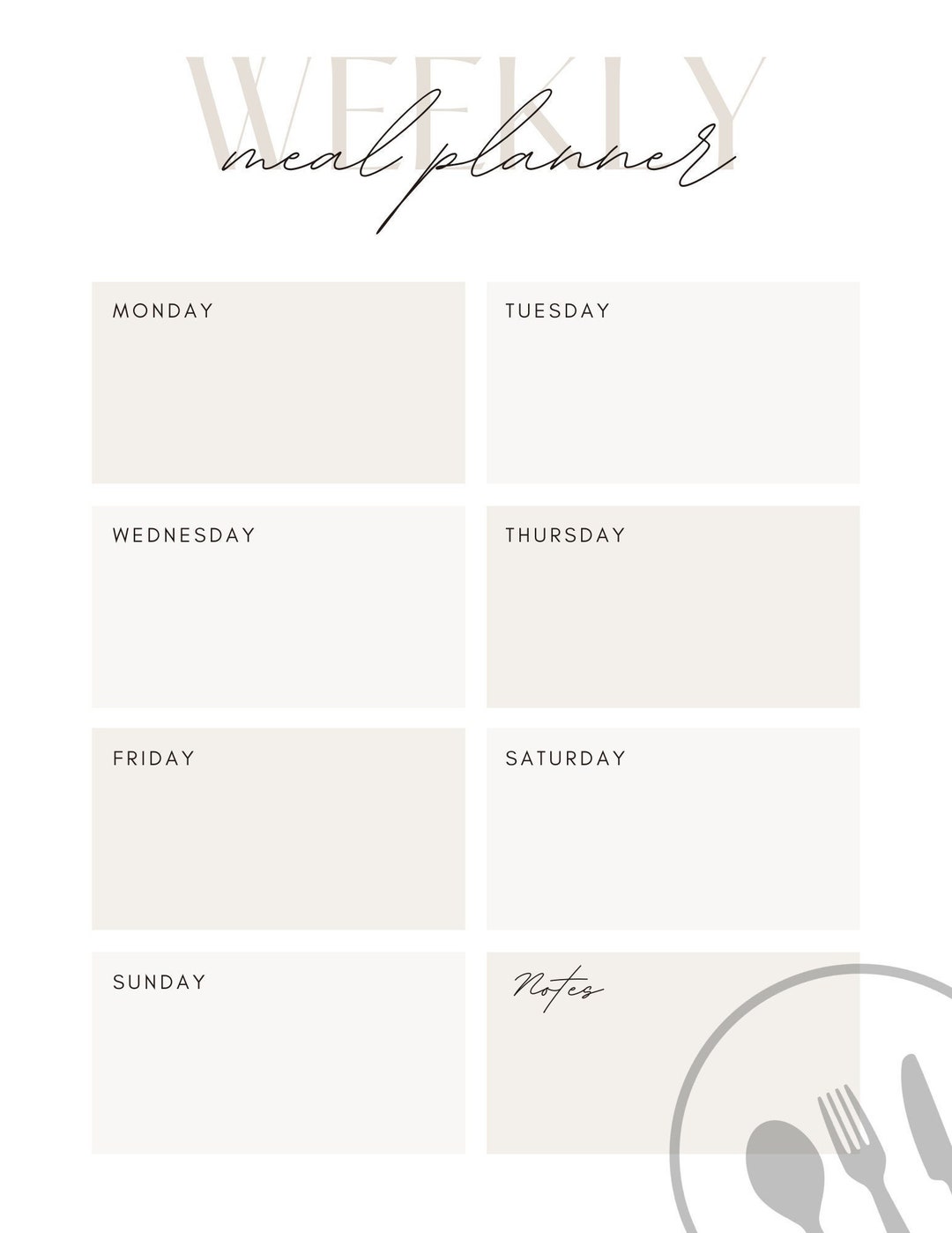 Digital Weekly Meal Planner - Etsy