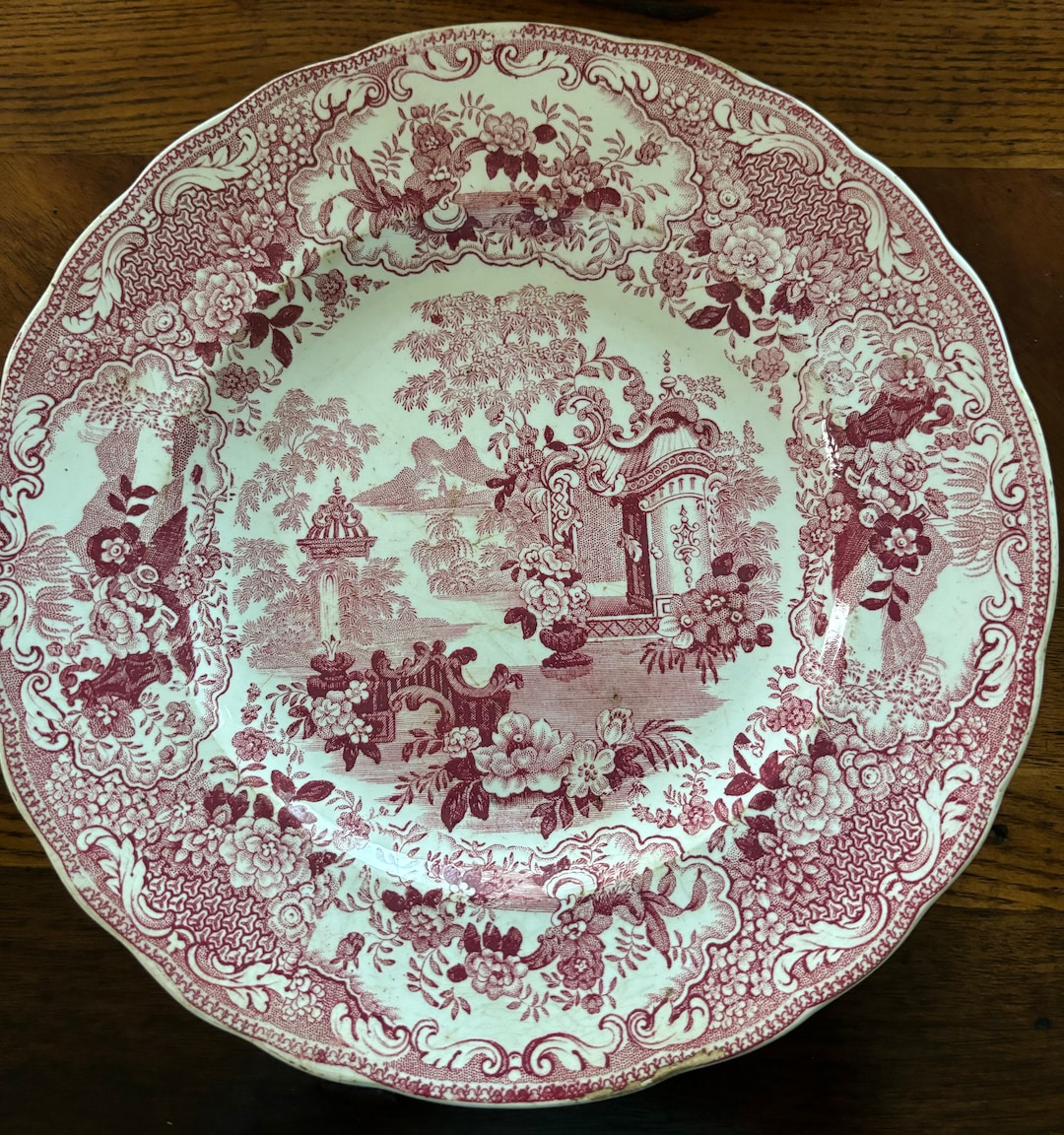 Pair-1860s Red Transferware Plates - Etsy