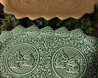 Bordallo Pinheiro Green Rabbit Dinner Plates Salad Plates Bowls ...