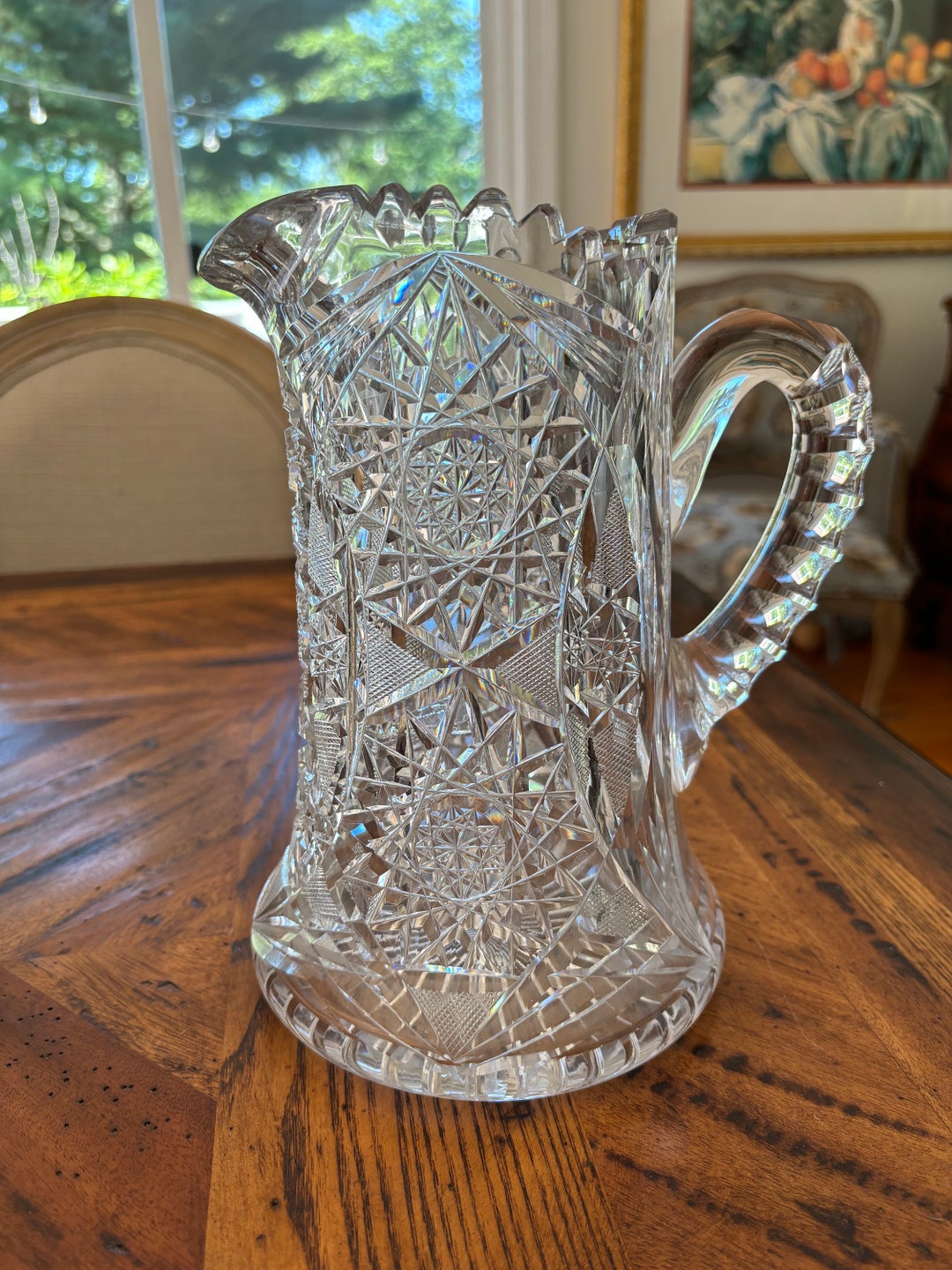 American Brilliant Cut Crystal Pitcher - Etsy