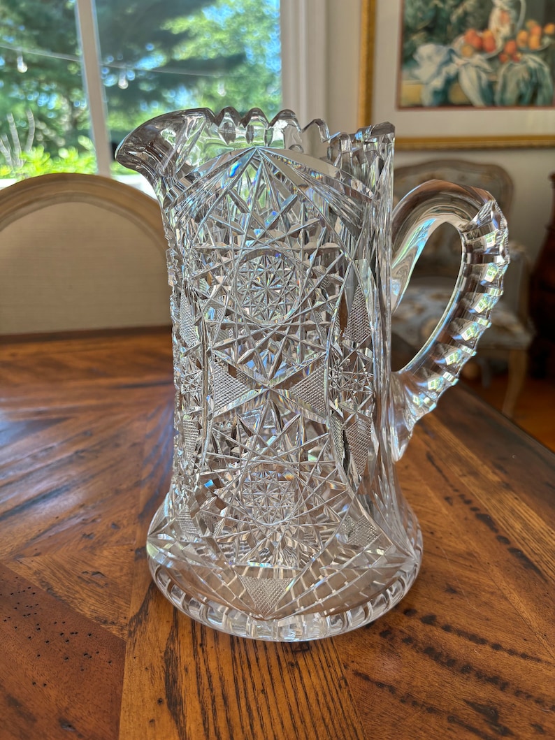 American Brilliant Cut Crystal Pitcher - Etsy