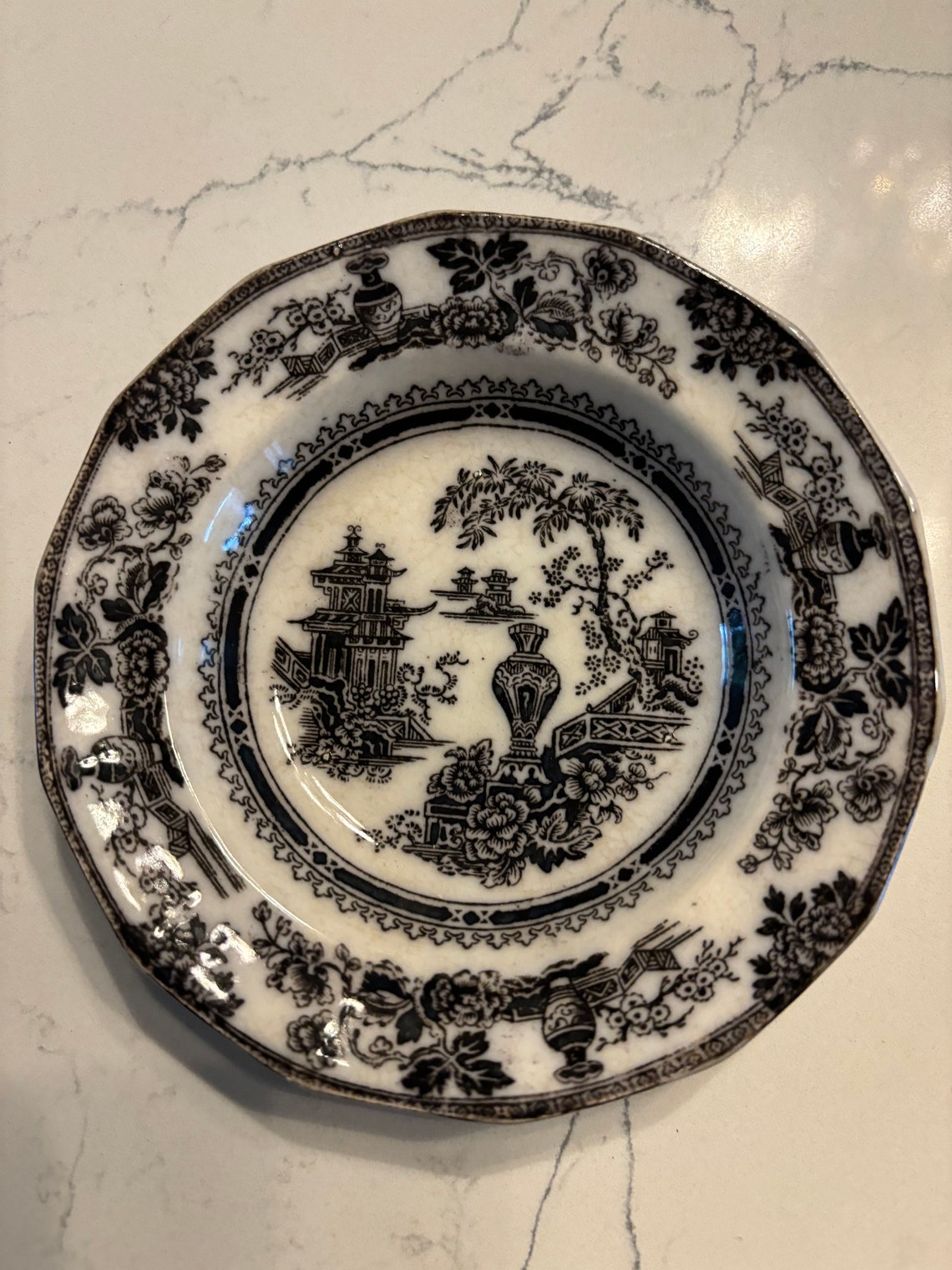 Black Ironstone Plate-wm Adams - Etsy