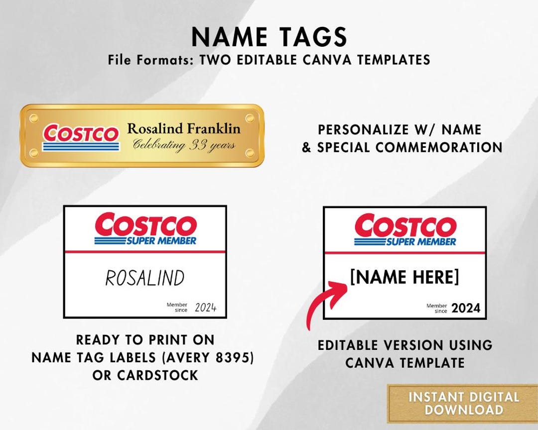 Costco Inspired Member & Employee Name Tags, Commemorative Name Plate ...